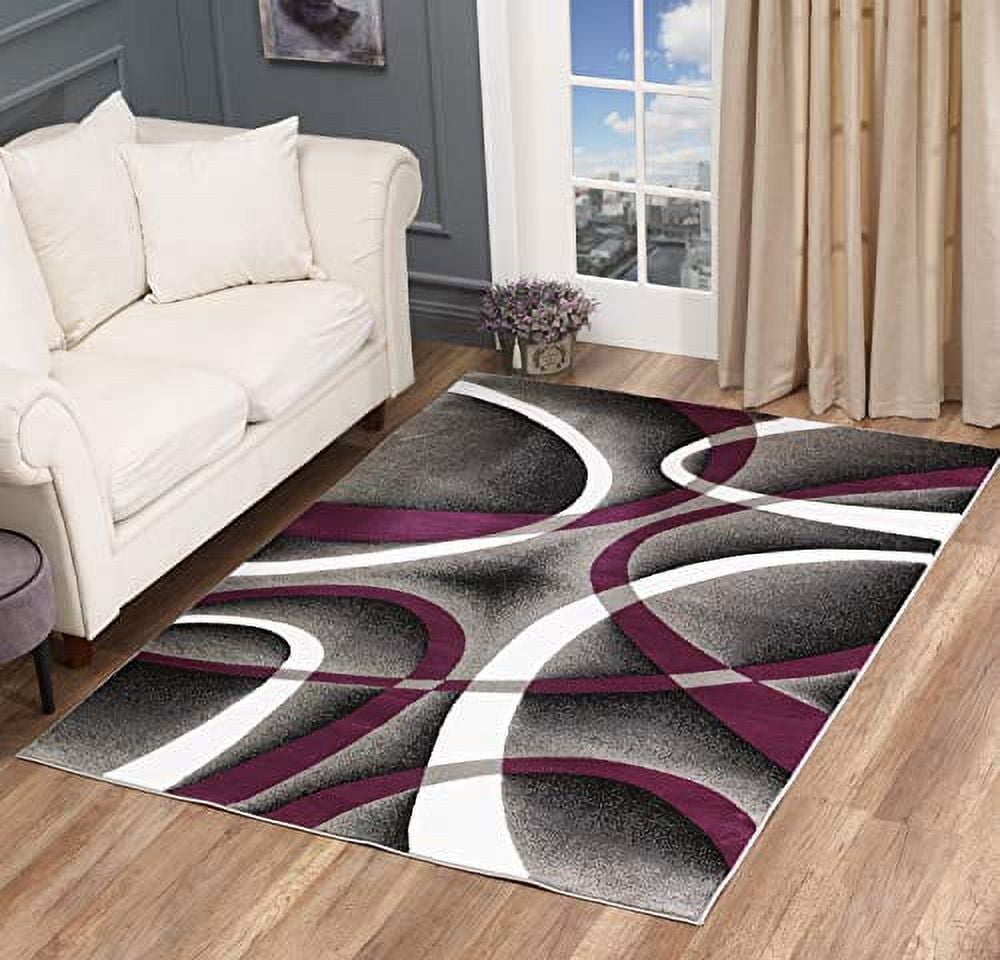 Glory Rugs Modern Area Rug 4x6 Purple Swirls Carpet Bedroom Living Room ...