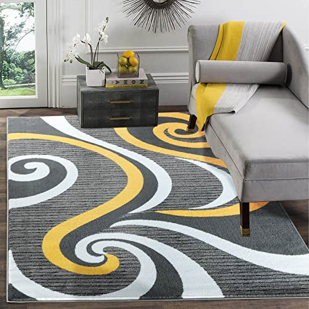 Glory Rugs Modern Swirls Carpet, 8x10, Yellow, Sevilla Collection 4817A ...