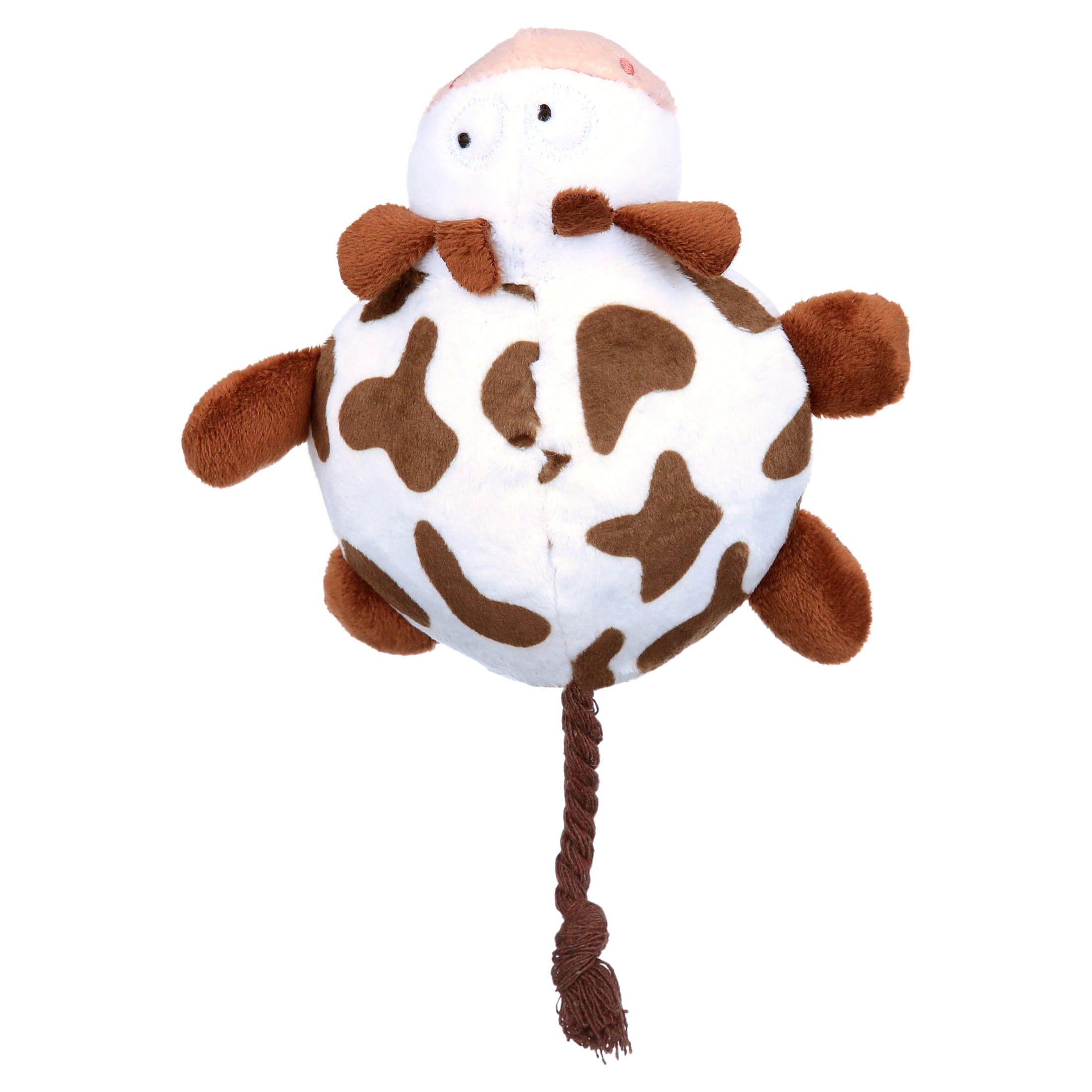 Glory To Dog Roly-Poly Cow Plush Dog Toy with Krinkle and Squeaker ...