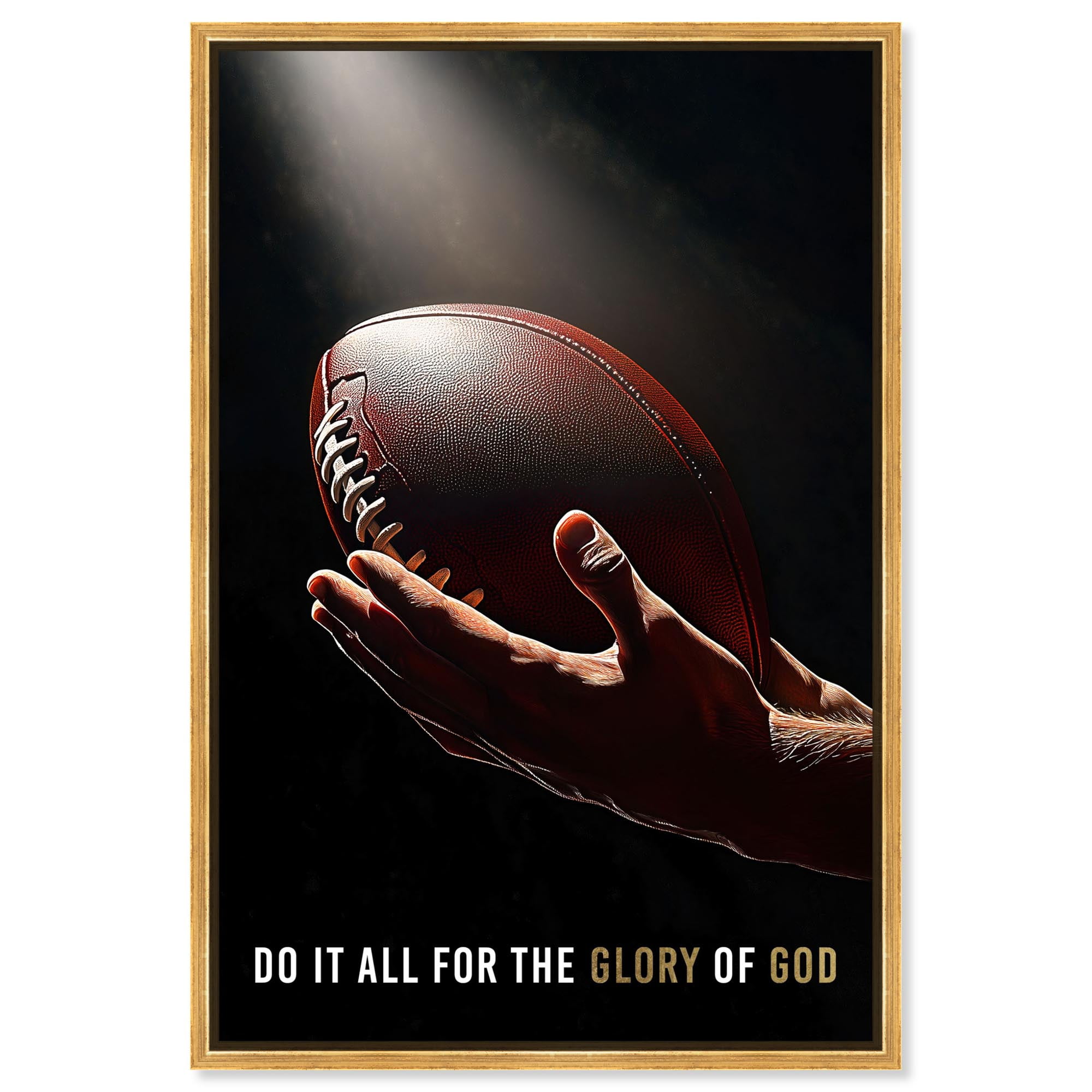 Glory of God Football Canvas Sports Wall Art by Art Remedy, Gold Frame ...