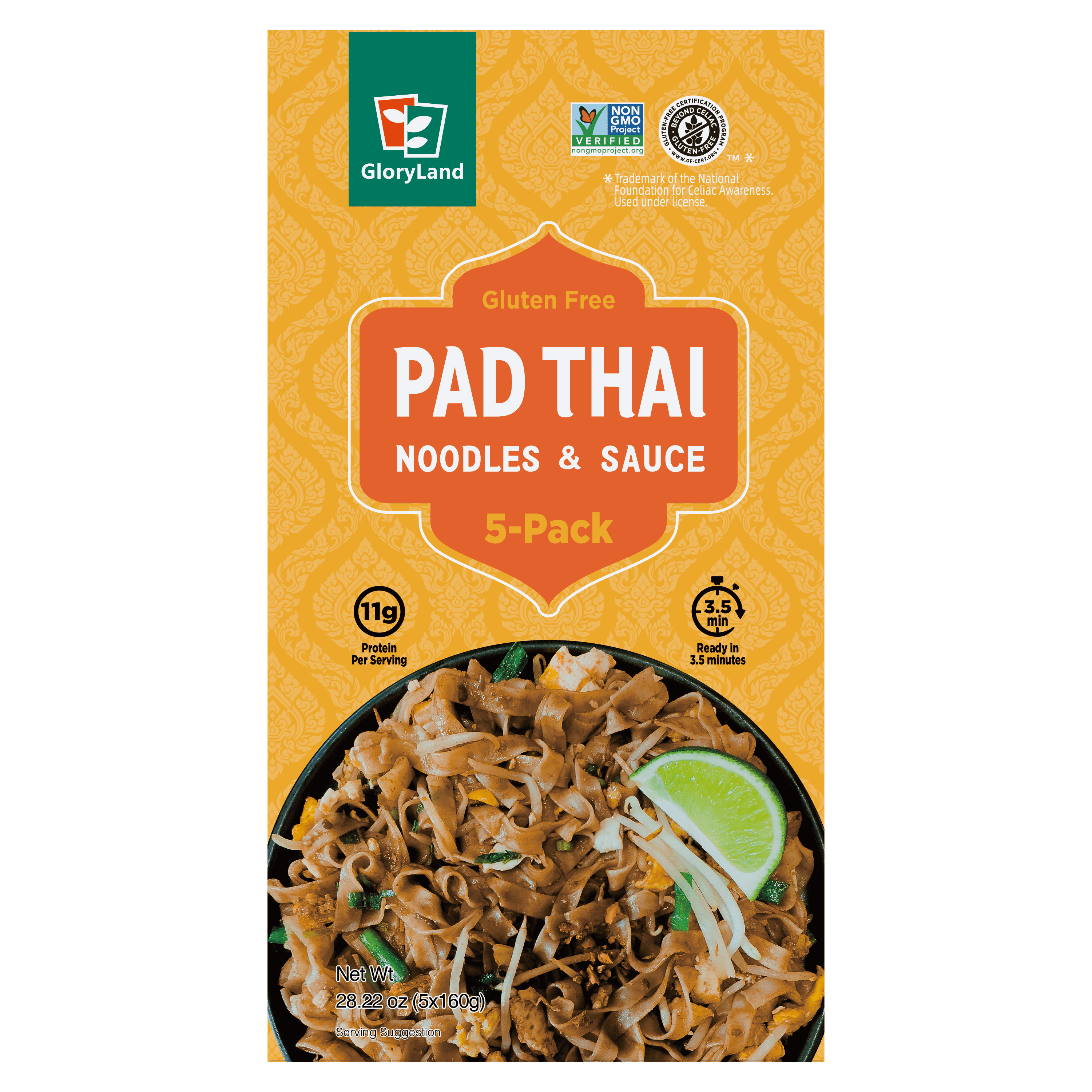GloryLand Food Pad Thai Noodles and Sauce Kit, quick easy meal, 5 pack ...