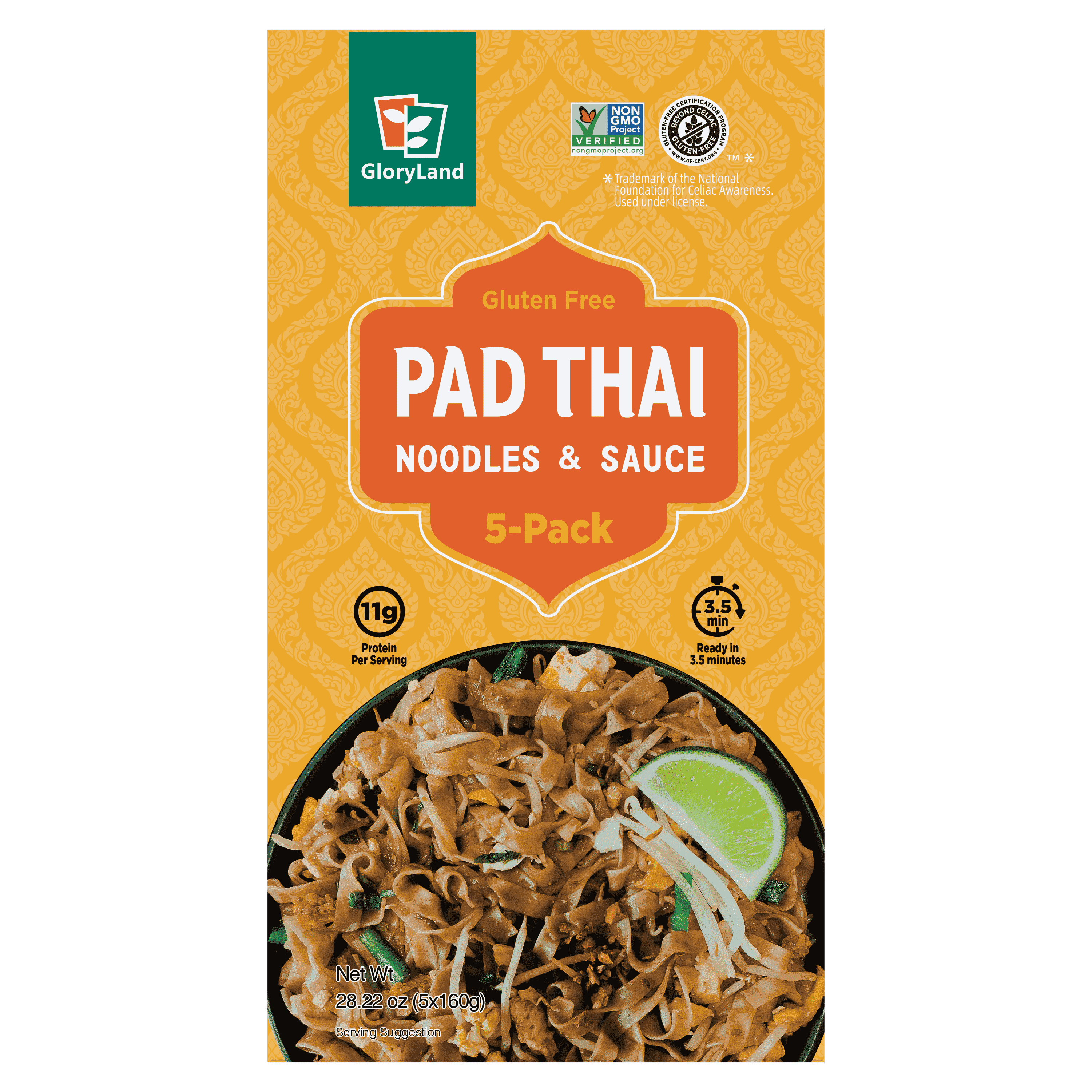 GloryLand Food Pad Thai Noodles & Sauce Kit, 5pk, 160g each - Walmart.com