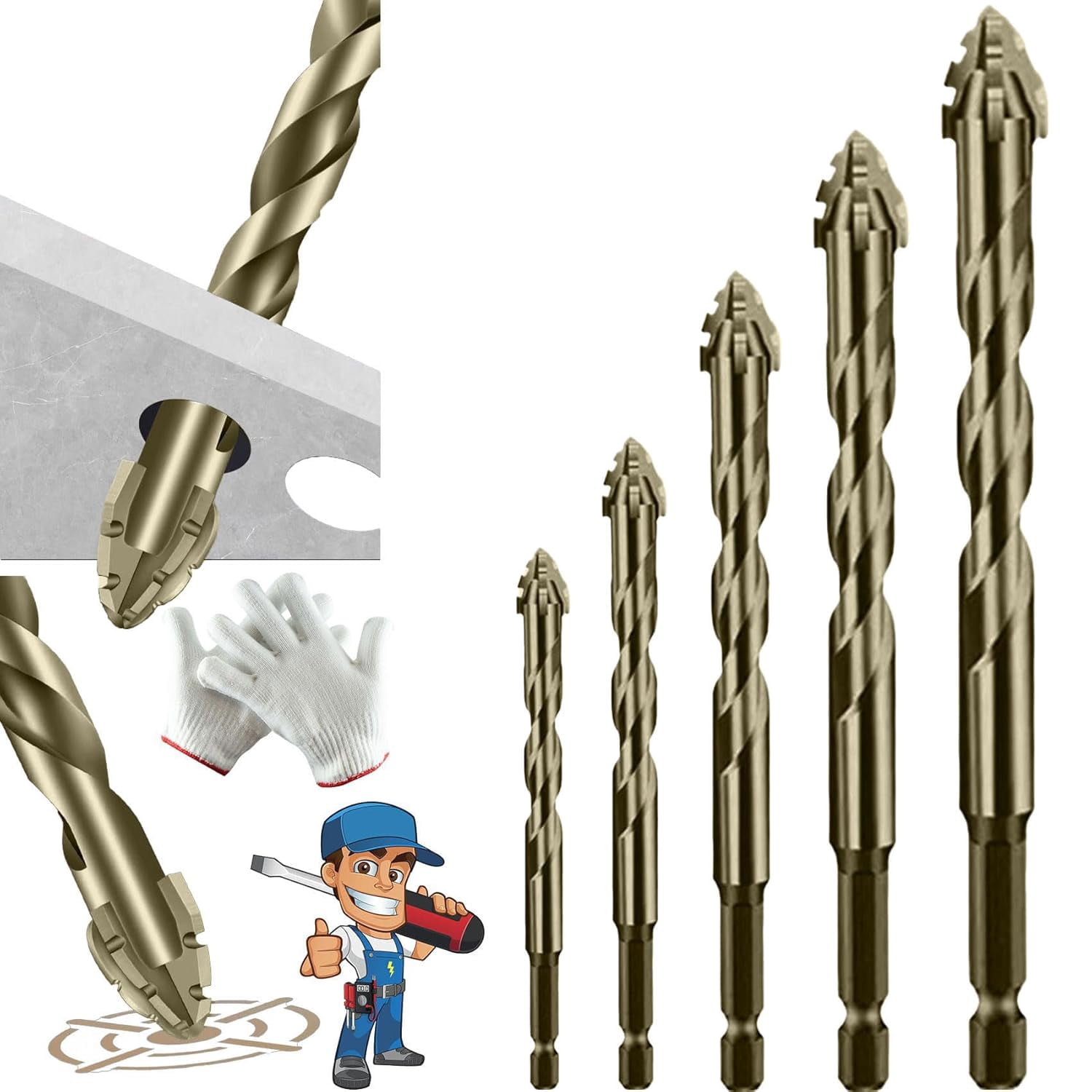 Gloryboom Drill Bit Set, Glory Boom New Four-Flute Sawtooth Eccentric ...