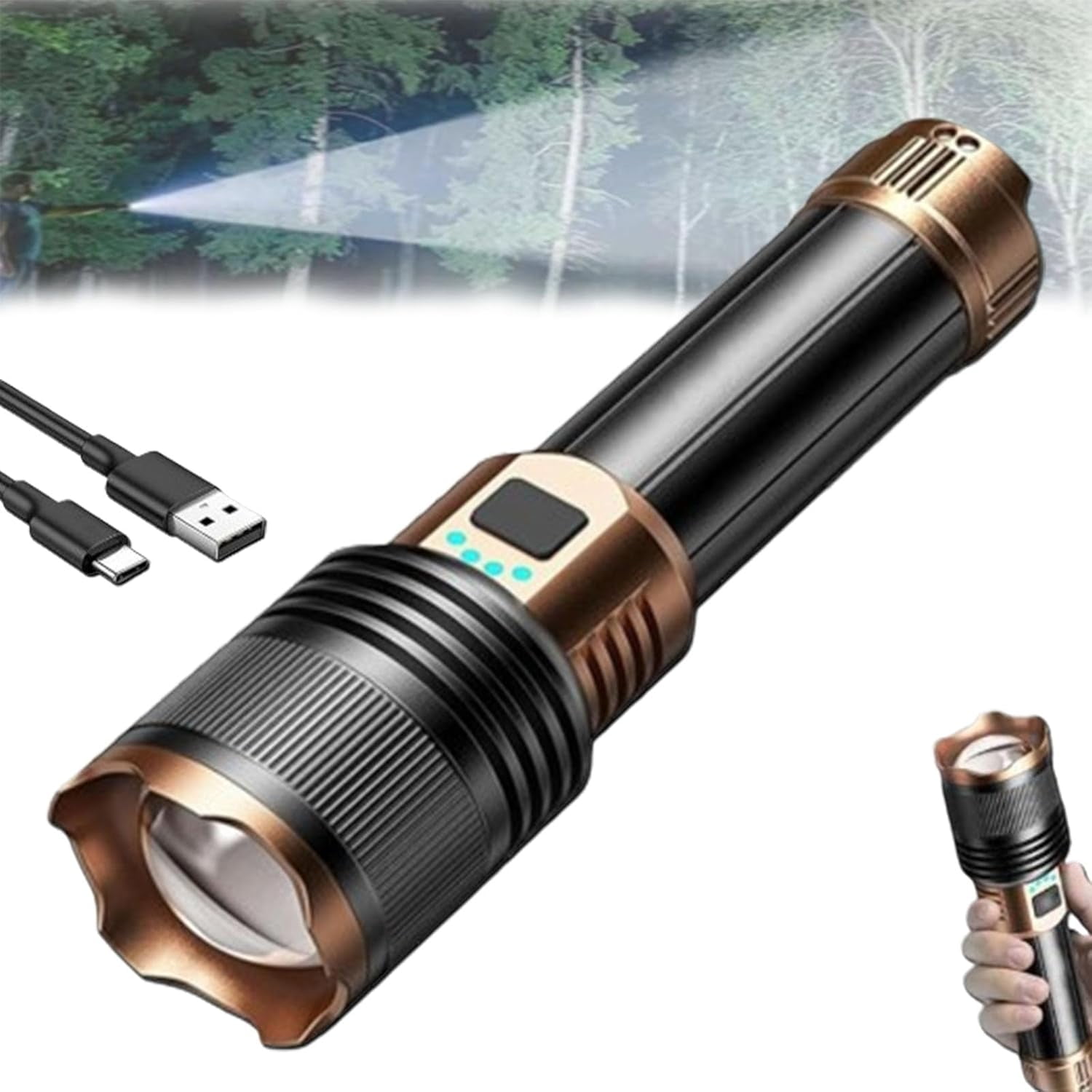 Gloryboom Flashlight, Rechargeable 1097 Flashlight Strong Light Ultra ...
