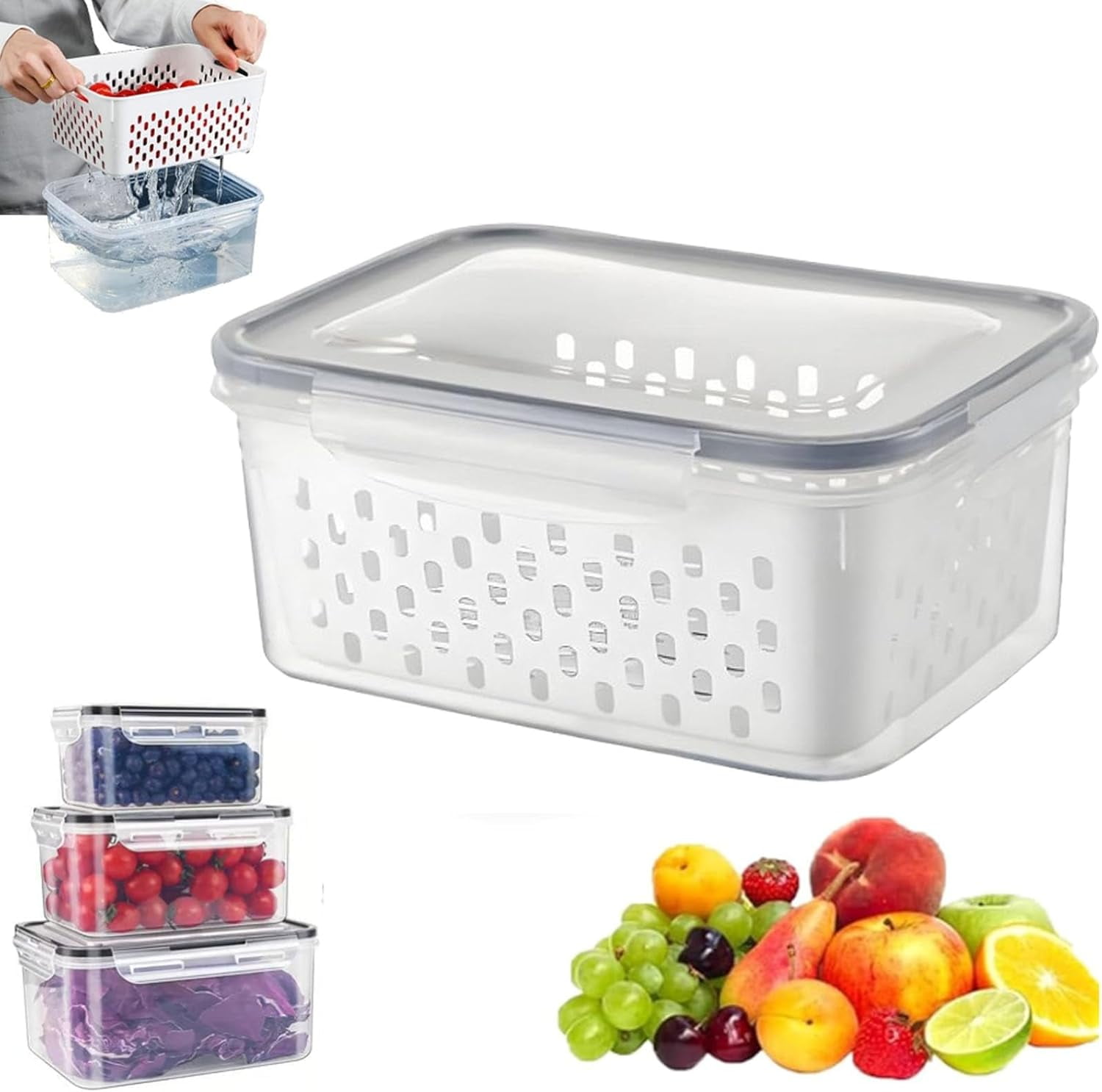 Gloryboom Food Storage Box, Fruit Containers for Fridge, Household ...
