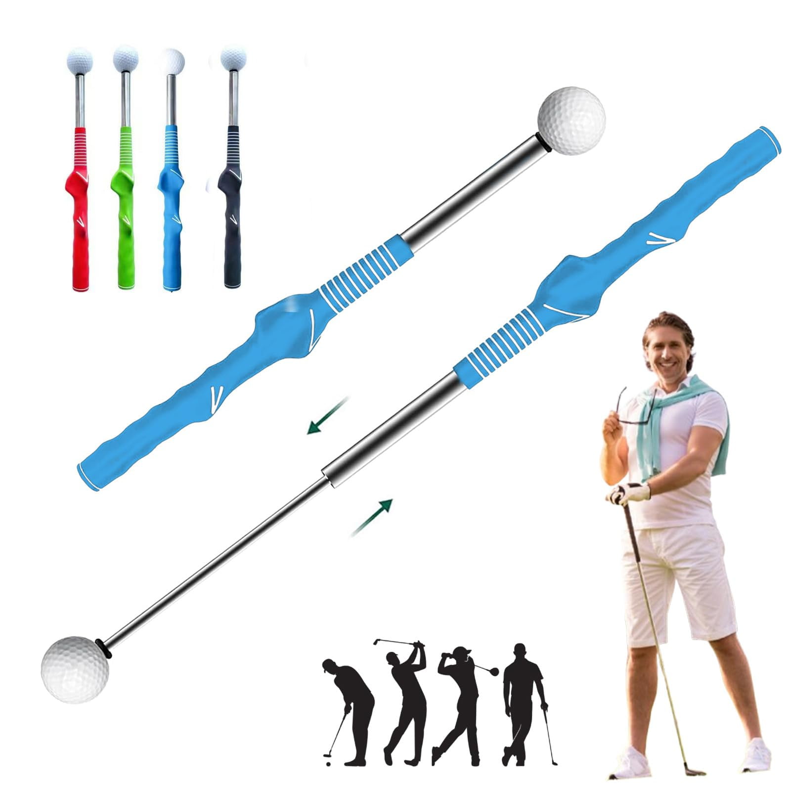 Gloryboom Telescopic Club, Retractable Golf Swing Training Aid, Golf Grip Trainer with Click ...