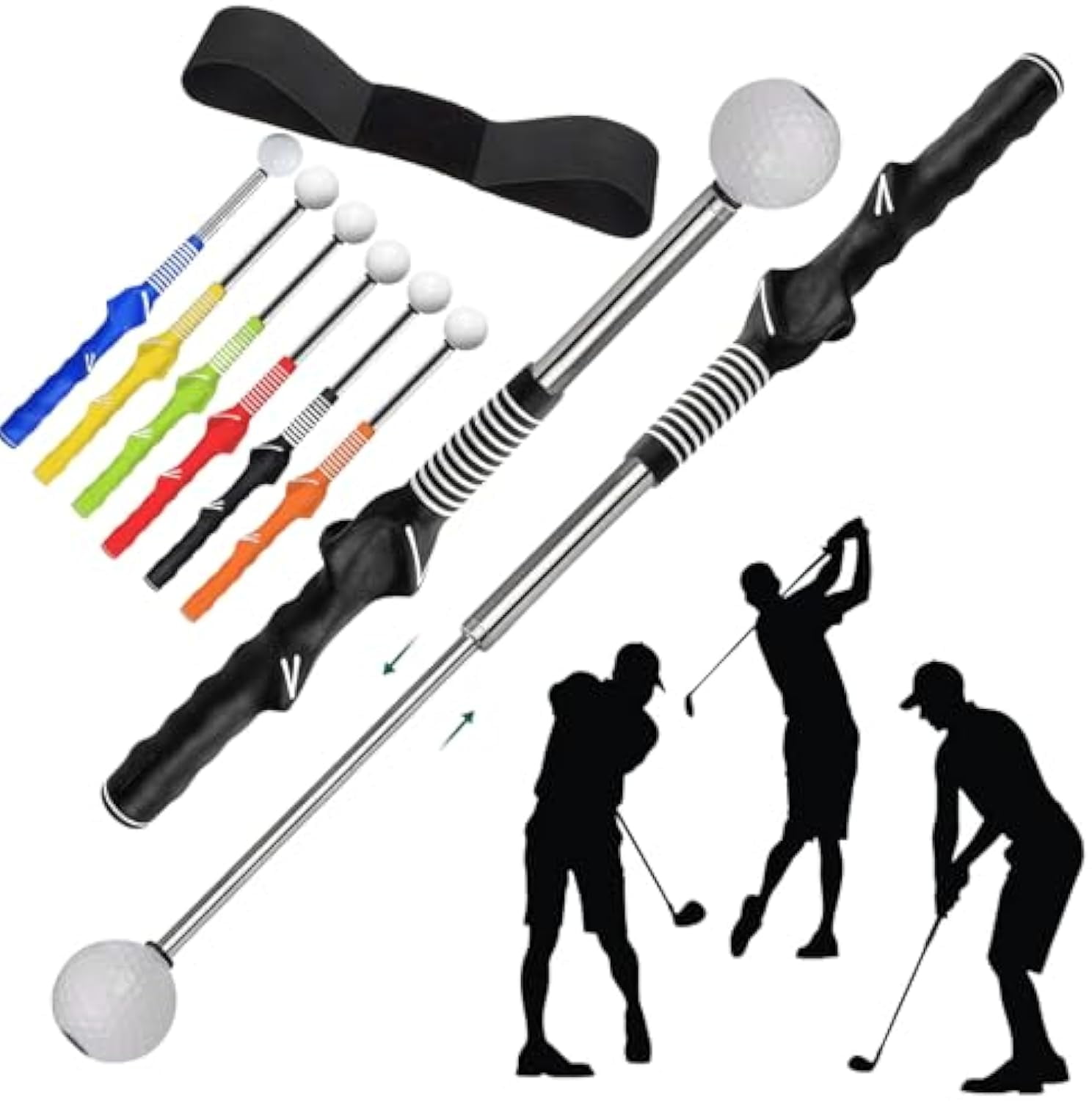 Gloryboom Telescopic Club, Retractable Golf Swing Training Aid, Portable Grip Trainer with Click ...