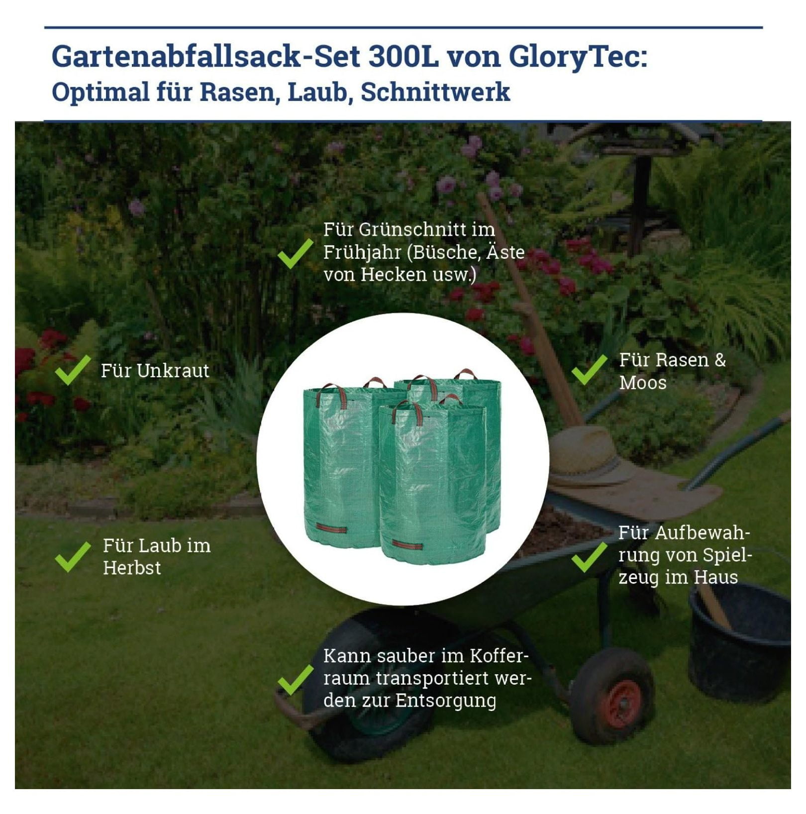 Glorytec 3-Pack 80 Gallons Garden Bag - Extra Large Reusable Leaf Bags ...