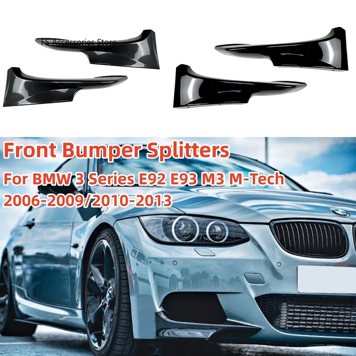 Gloss Black 10-13-Fog Light Cover Trim, Front Canard Splitter, Front ...