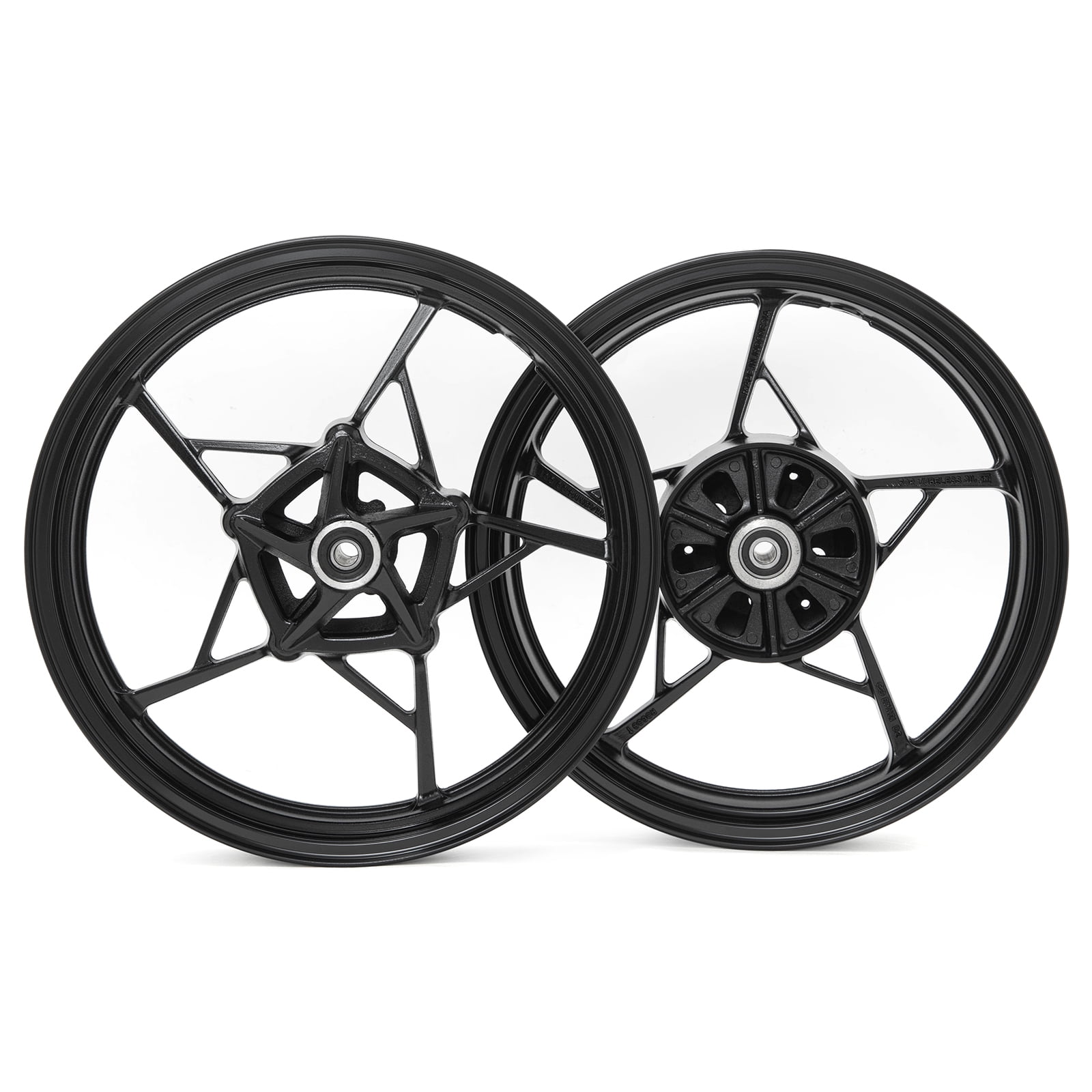 Gloss Black 17"x3/4" Front + Rear Wheel Tubeless Rim Set for Kawasaki ...