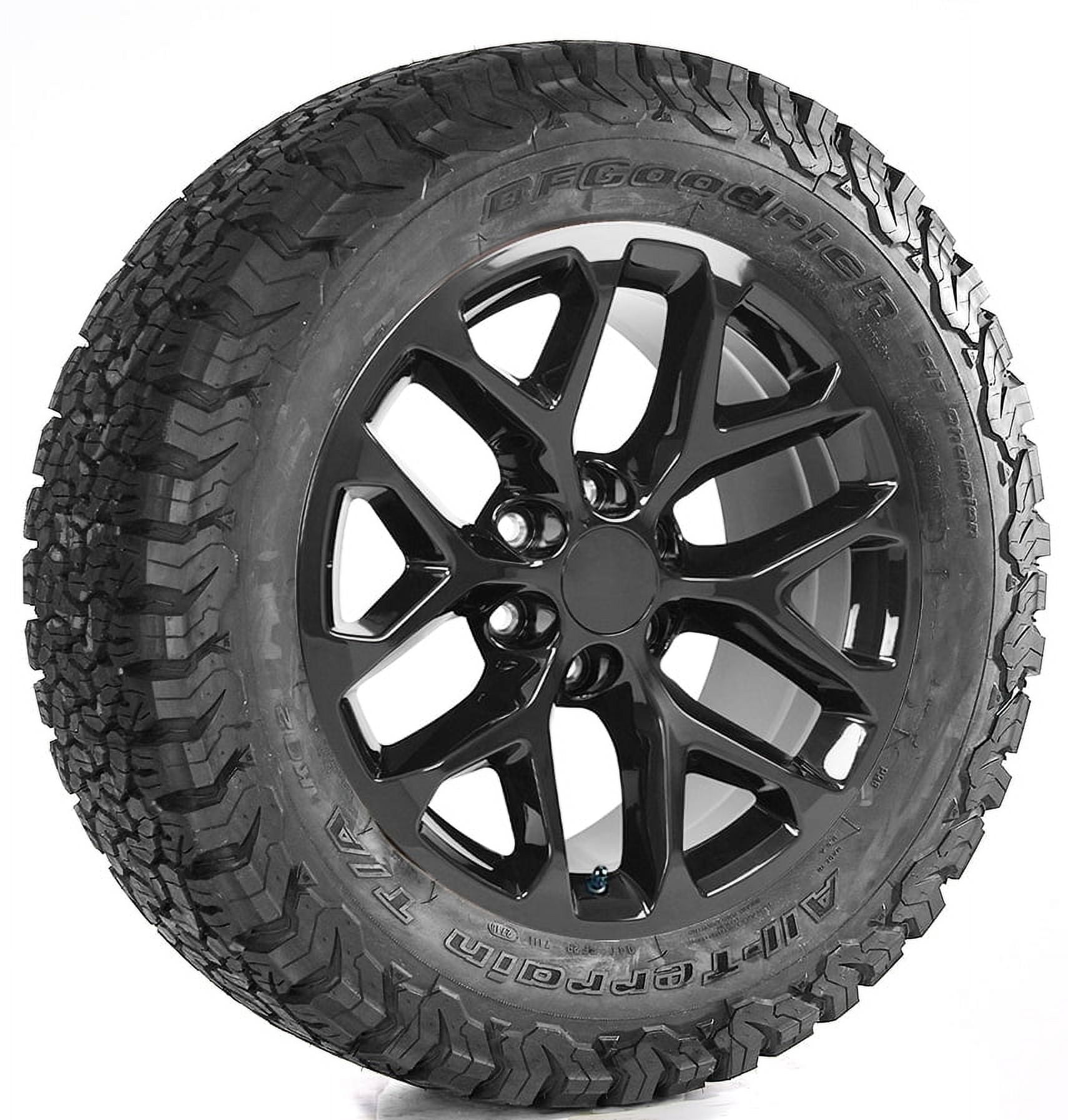 Gloss Black 20" Snowflake Wheels with All Terrain 275/60R20 Tires SET of 4 fits GMC Sierra ...