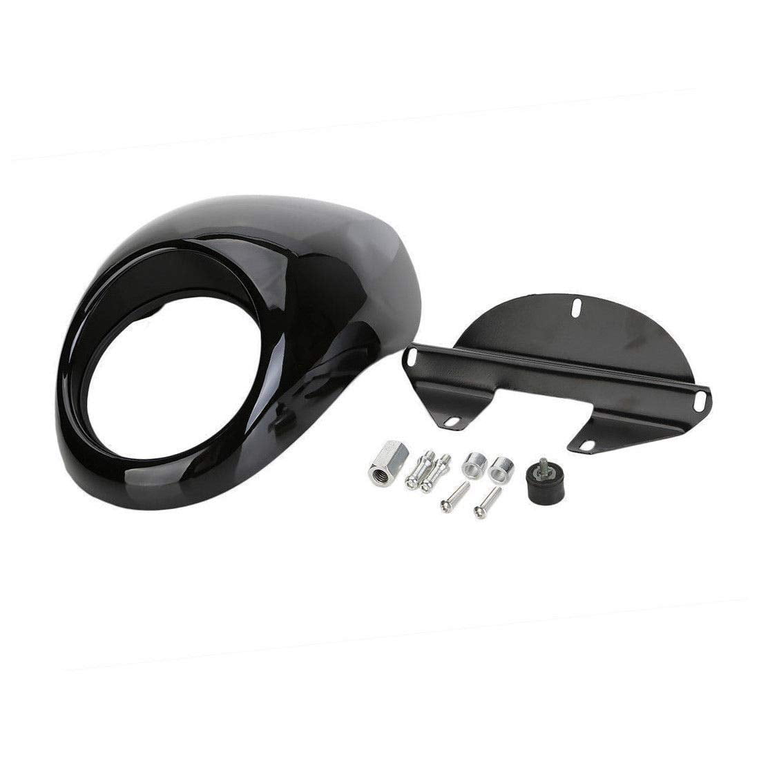 Gloss Black 5 3/4" Headlight Mask Fairing Flyscreen Visor For Harley ...