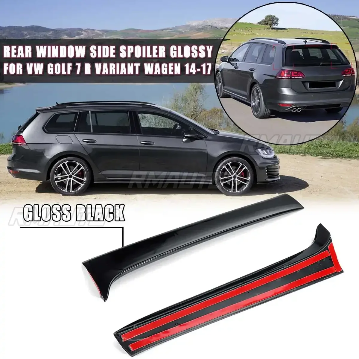 Gloss Black/Carbon Look Rear Window Side Spoiler canard Splitter Glossy ...
