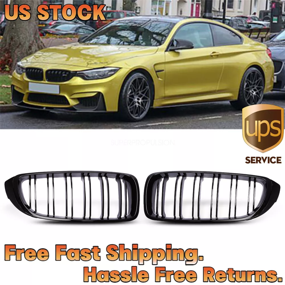 Gloss Black Dual Slat Front Bumper Grille Grill For BMW F32 F36 F82 4 ...