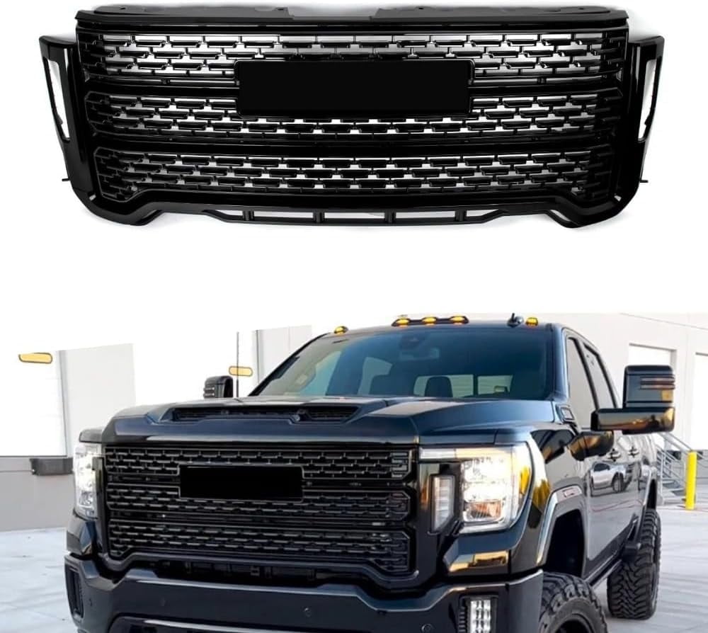 Gloss Black Front Grill Compatible with GMC Sierra 2500/3500HD AT4 ...