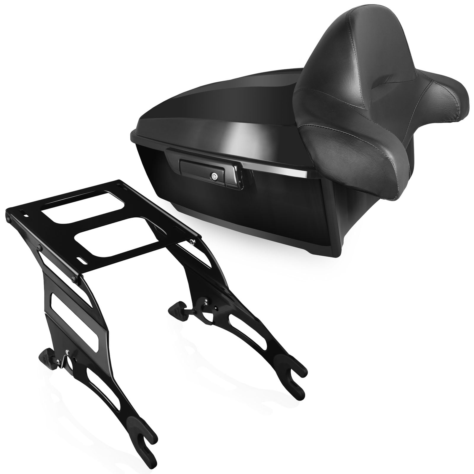 Gloss Black King Tour Pack Trunk w/Backrest & Detachable Mounting Rack ...