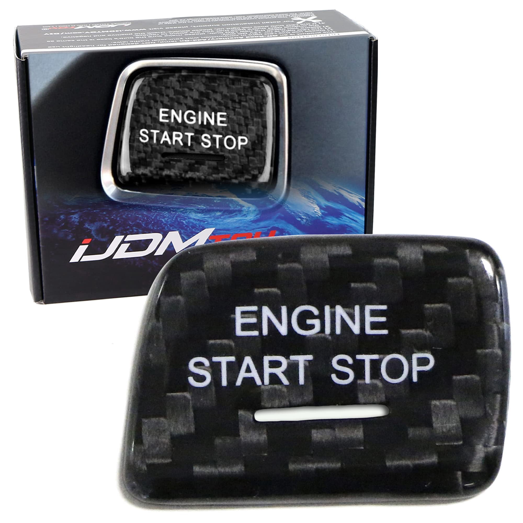 Gloss Black Real Carbon Fiber Keyless Engine Start/Stop Push Start ...