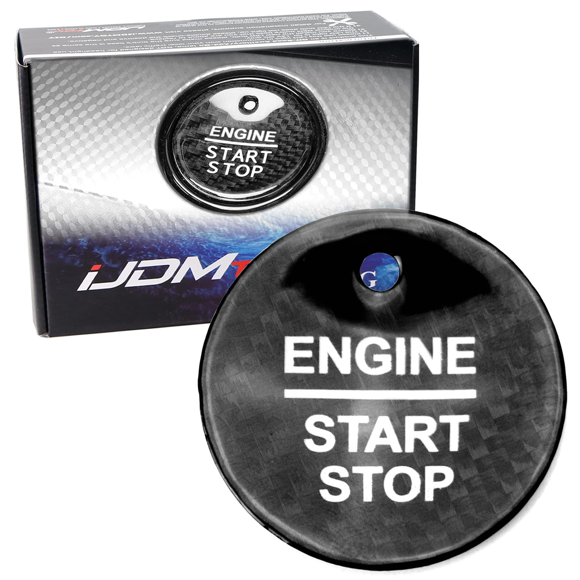 Gloss Black Real Carbon Fiber Keyless Engine Start/Stop Push Start ...