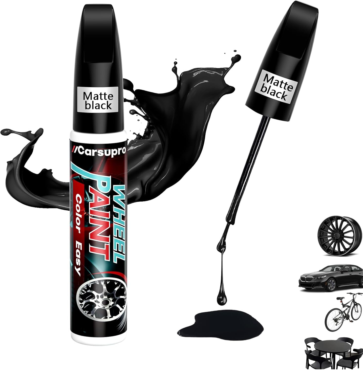 Gloss Black Wheel Repair Kit | Touch Up Paint Pen for Rim Scratches & Curb Rash | Quick-Dry ...