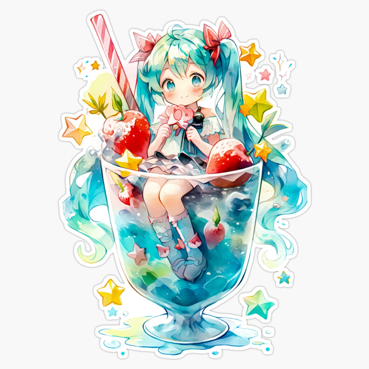 Gloss Dot Cute Hatsune Miku Vocaloid Dessert Kawaii Art Er, Phone Decal ...