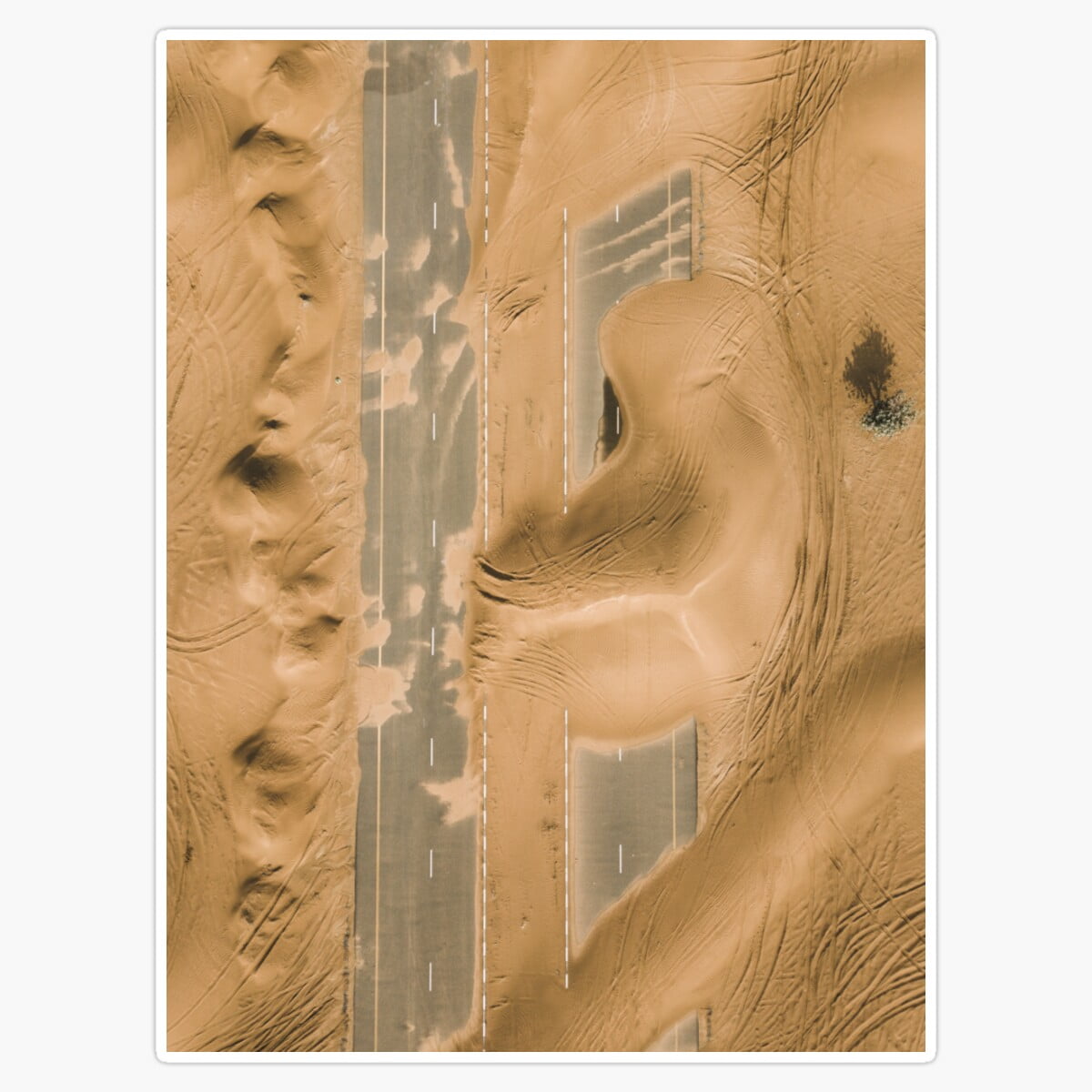 Gloss Dot Dubai Dessert Road Covered In Sand Er, Phone Decal Water ...