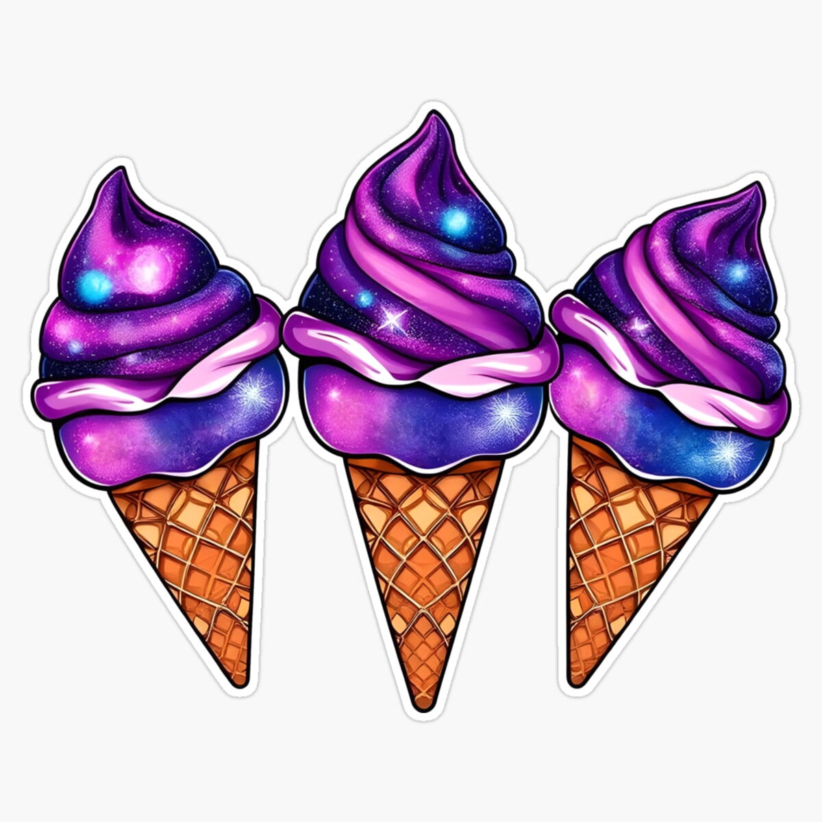 Gloss Dot Galaxy Ice Cream Cones – Cosmic Sweet Treat Er, Phone Decal ...