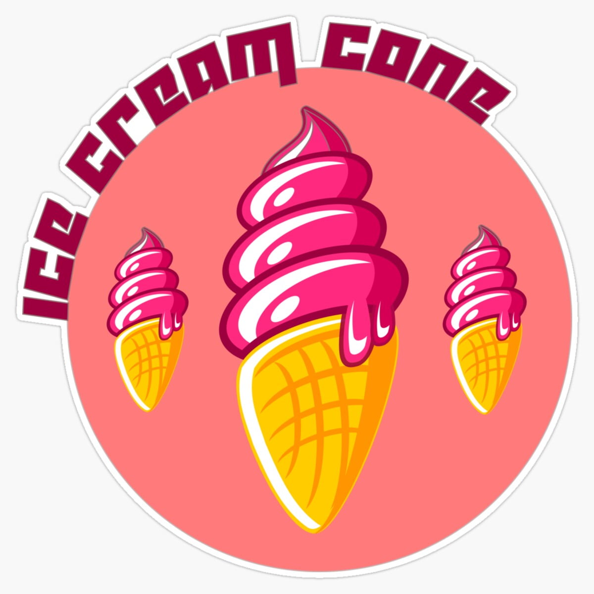 Gloss Dot Ice Cream Cone Er, Phone Decal Water Bottle Stickers Car ...