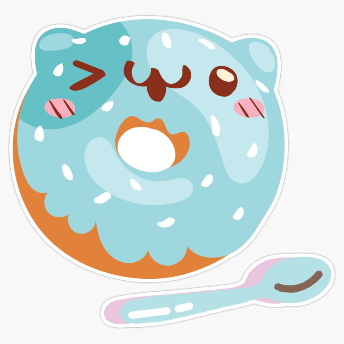 Gloss Dot Kawaii Blushing Bear Donut Er, Phone Decal Water Bottle ...