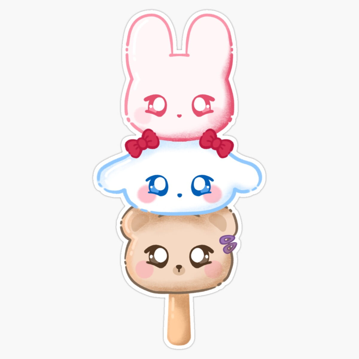 Gloss Dot Kawaii Dango Trio - Nini, Zuzu, Bimi Er, Phone Decal Water ...