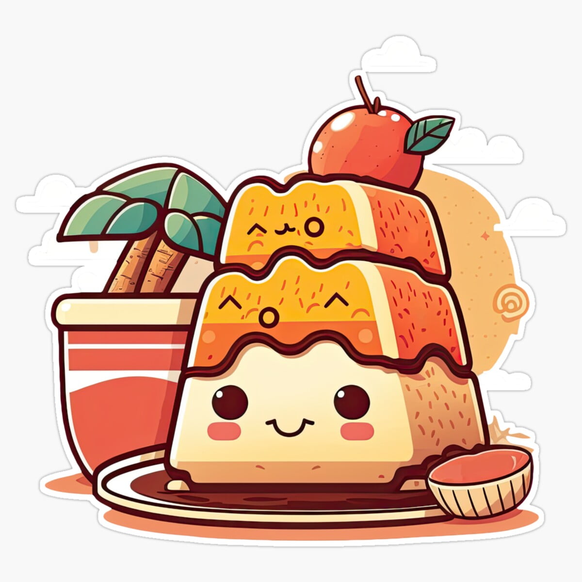 Gloss Dot Kawaii Sweet Fruit Pudding Dessert Er, Phone Decal Water ...