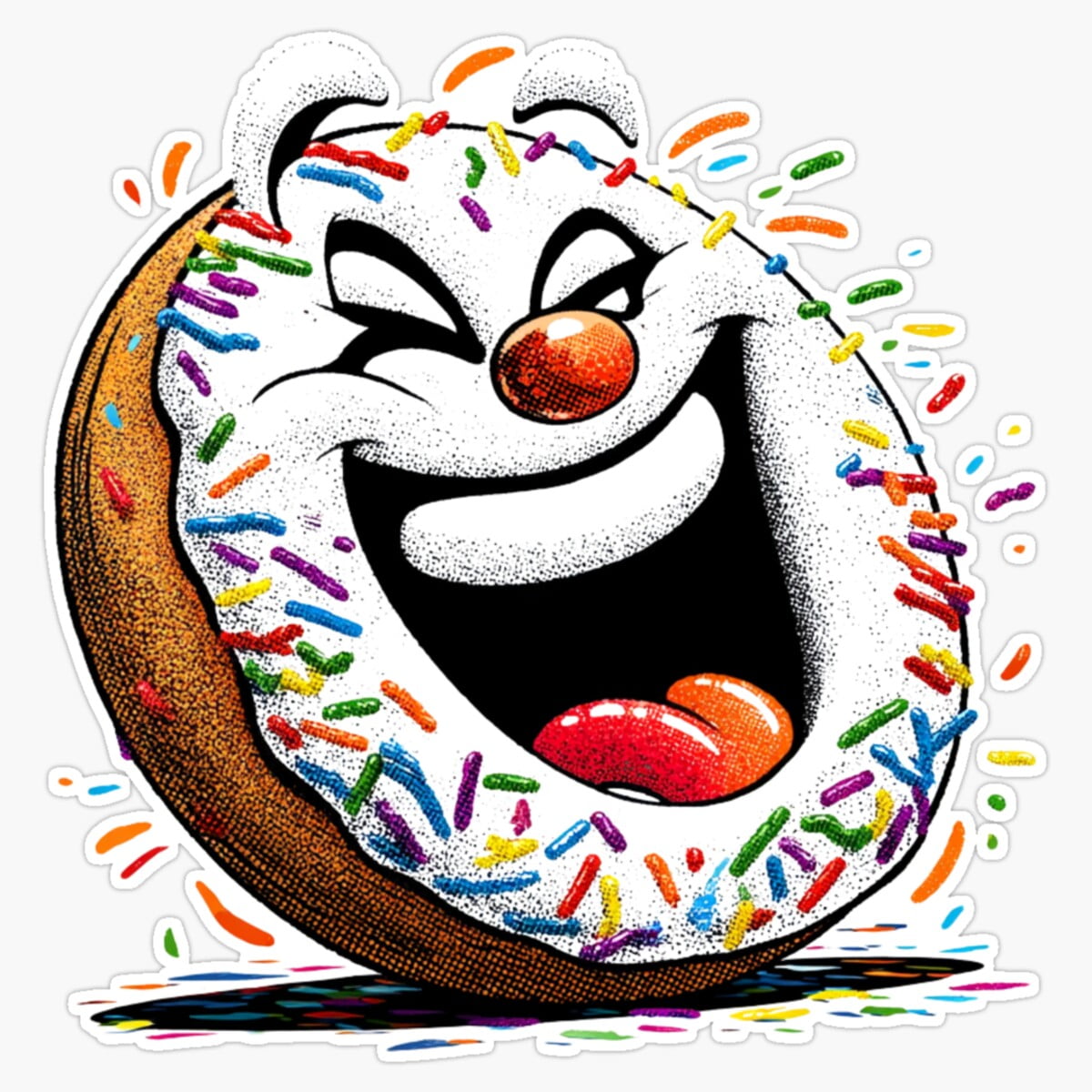 Gloss Dot Laughing Donut Cartoon | Kawaii Food With Rainbow Sprinkles ...