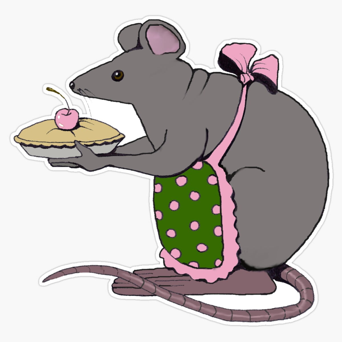 Gloss Dot Mouse With Apron Holding A Pie, Baker, Baking, Illustration ...