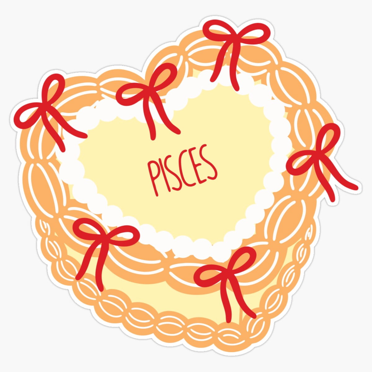Gloss Dot Pisces Retro Heart Cake With Bows Er, Phone Decal Water ...