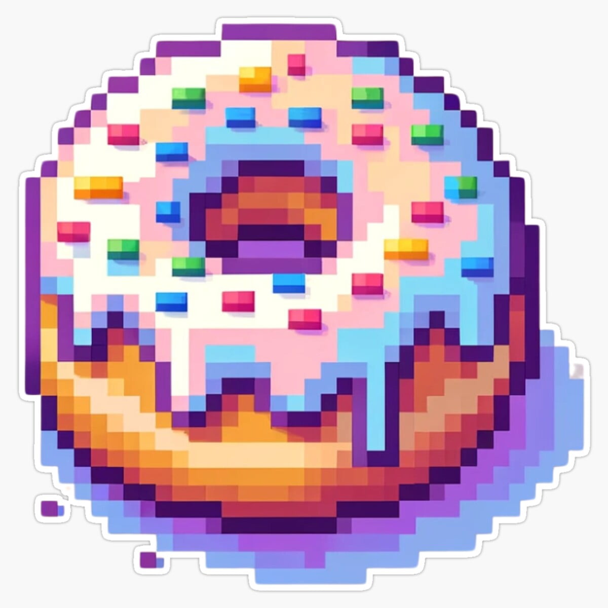 Gloss Dot Pixel Art Donut Er, Phone Decal Water Bottle Stickers Car ...