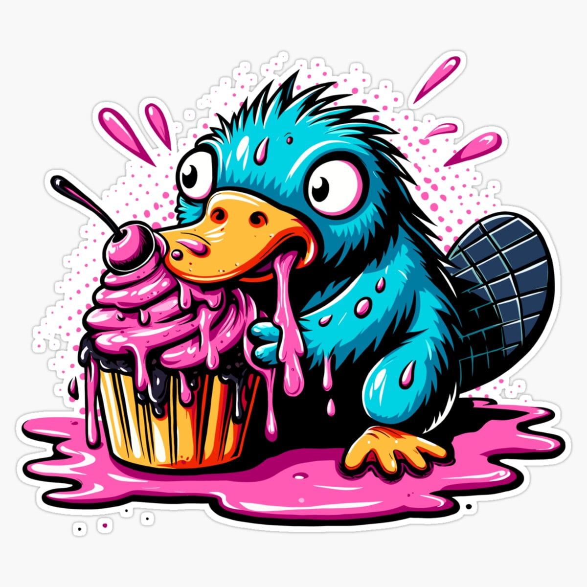 Gloss Dot Platypus Frantically Eating A Cupcake Er, Phone Decal Water ...