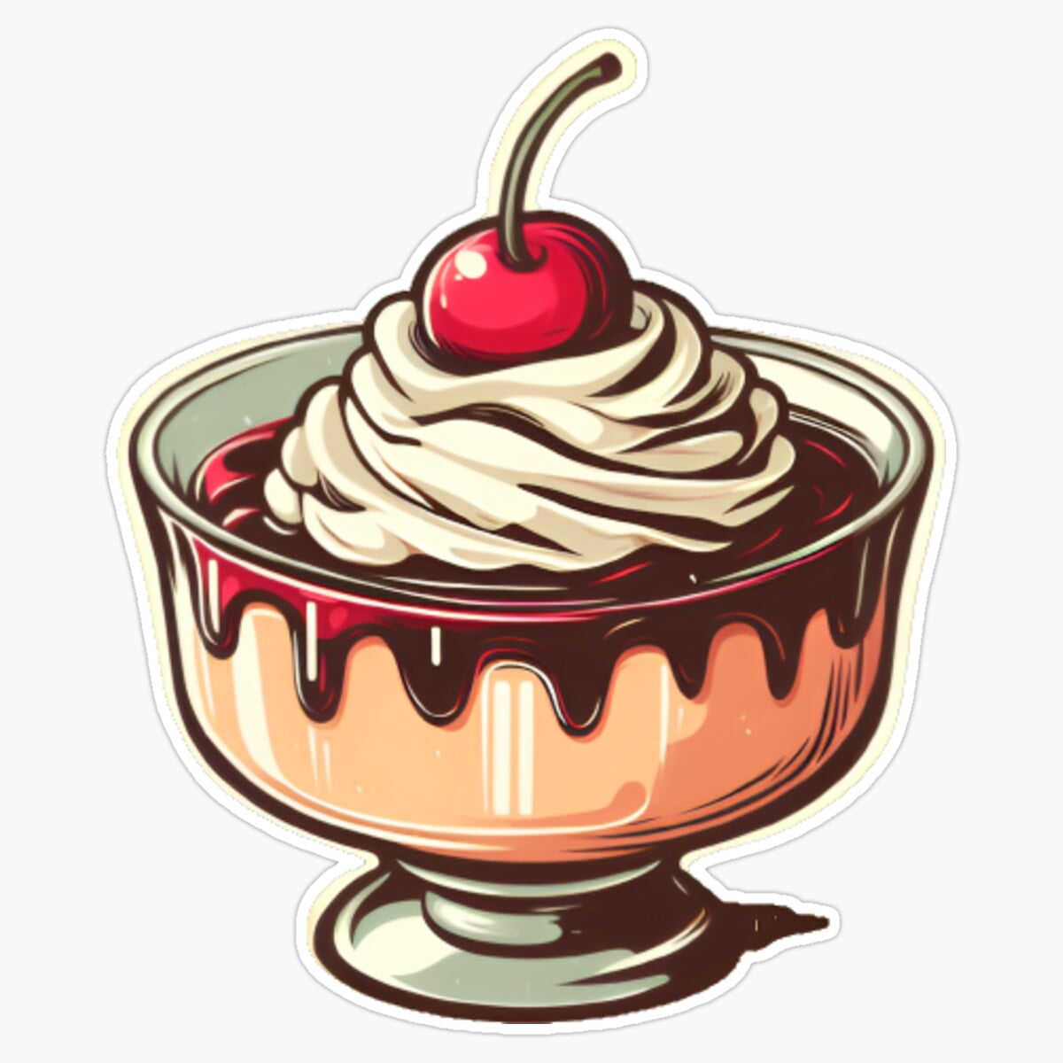 Gloss Dot Retro Pudding Flan Custard Er Nostalgic Dessert Art Vintage ...