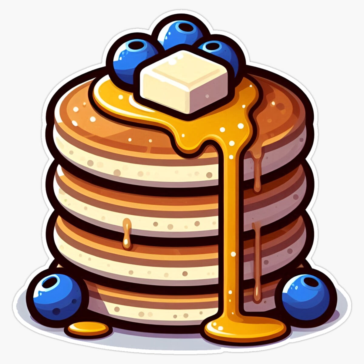 Gloss Dot A Stack Of Cartoon Pancakes With Blueberries, Dripping Syrup ...