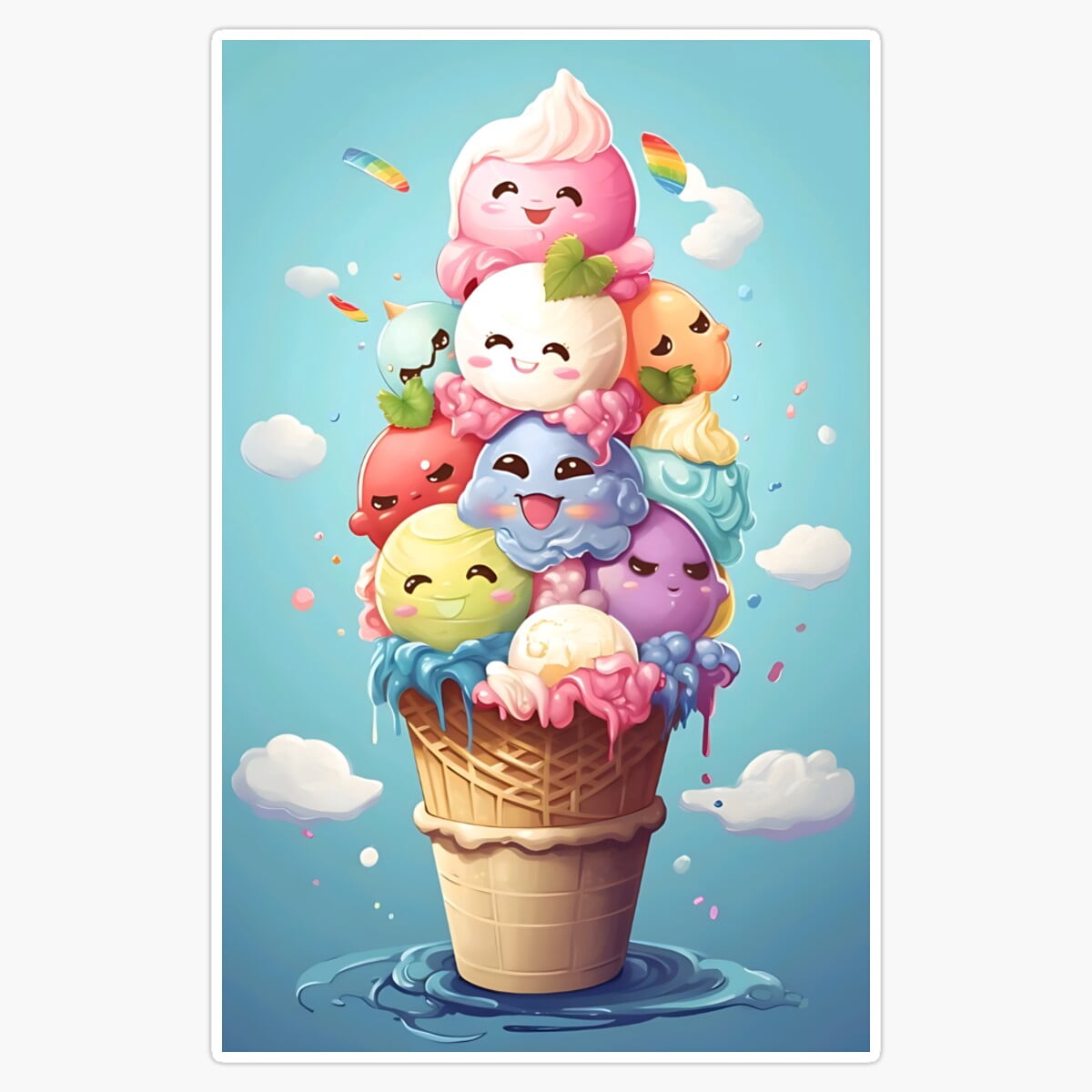 Gloss Dot Tasty Tower Multi Ice Cream Cone Enjoyment Er, Phone Decal ...