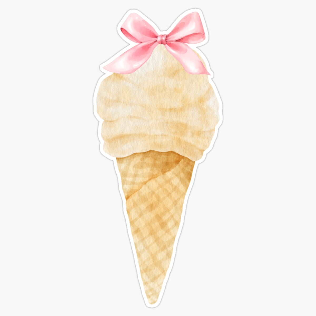 Gloss Dot Vanilla Ice Cream Cone With Pink Bow – Coquette Summer Sweet ...