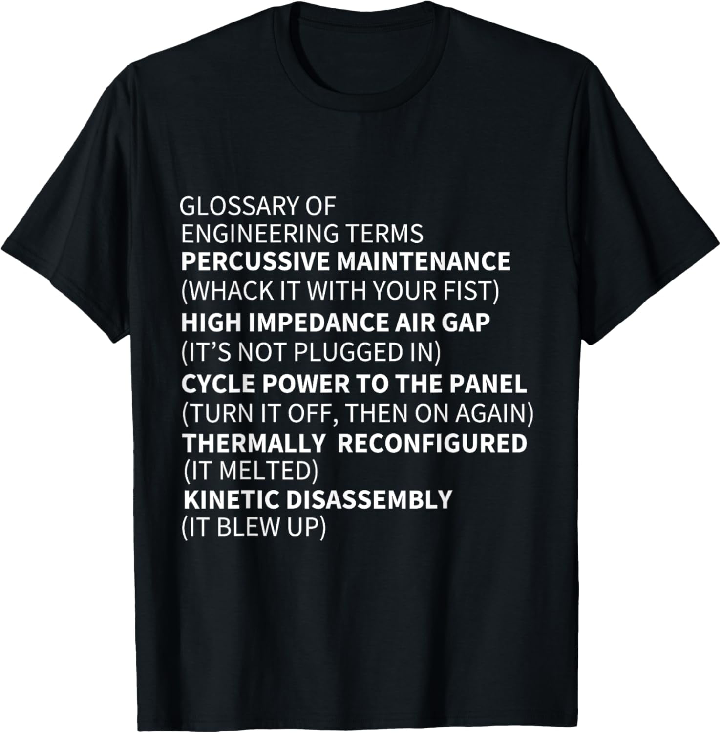 Glossary of Engineering Terms Engineer Definitions Funny T-Shirt ...