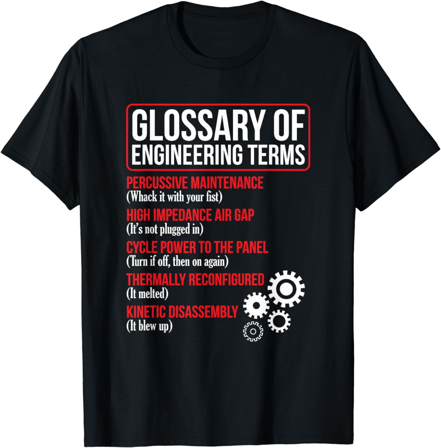Glossary of Engineering Terms Funny Engineer Definitions T-Shirt ...