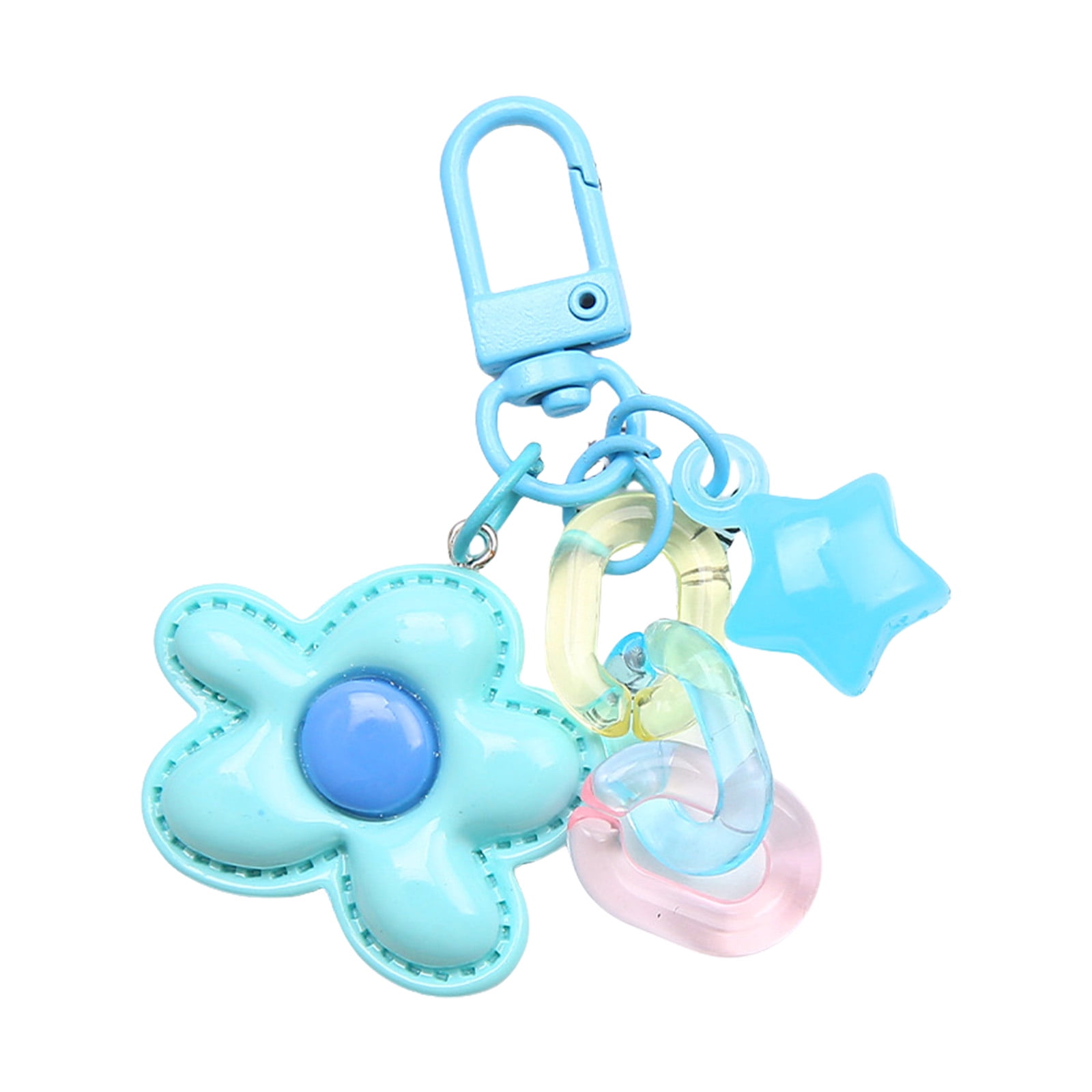 Glossy Alloy Keychain with Star Accent Candy Colored Bag Charm ...