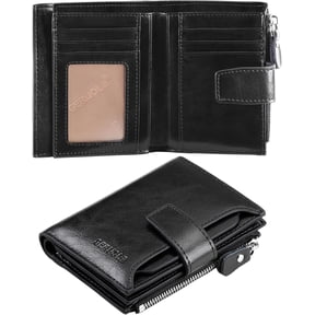 Men's Leather RFID Blocking Wallet with Zipper - Credit Card Holder ...