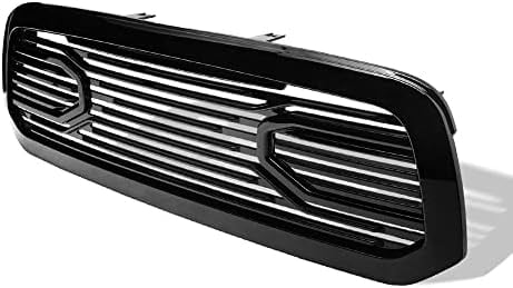 Glossy Black Big Horn Style Horizontal Front Hood Bumper Grill Grille ...