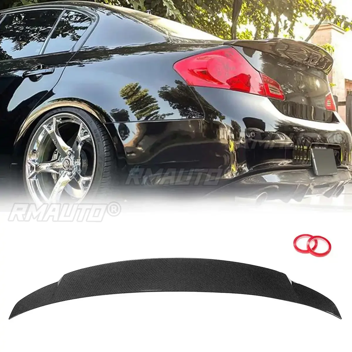 Glossy Black/Carbon Fiber Look Rear Trunk Wing For Infiniti G35 G25 G37 ...