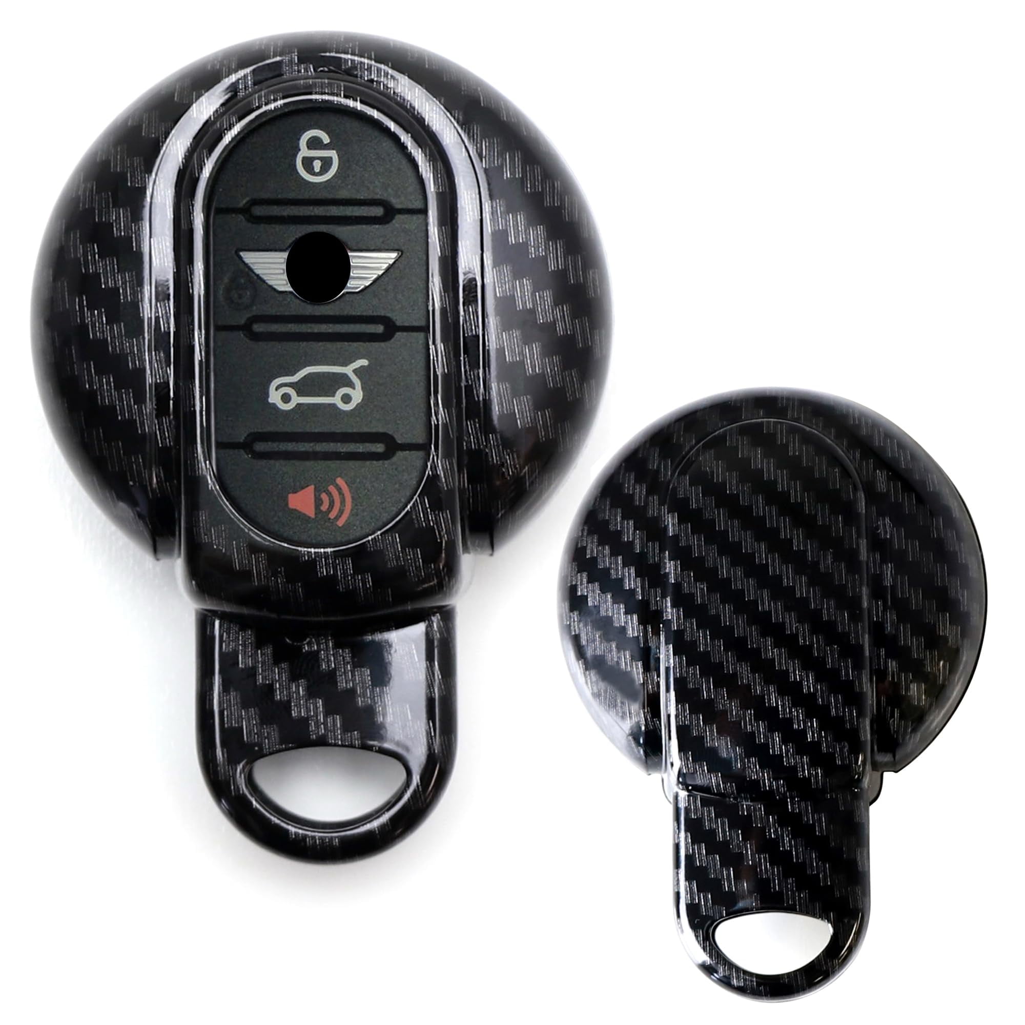 Glossy Black Carbon Fiber Pattern Key Fob Shell For Mini Cooper 2014/ ...