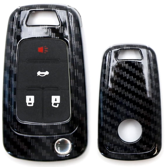 Glossy Black Carbon Fiber Pattern Smart Key Fob Shell Cover For Chevy ...