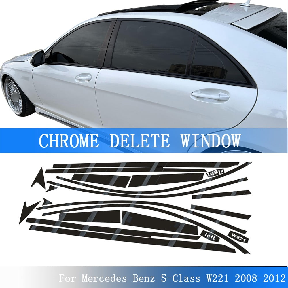 Glossy Black Chrome Delete Window Trims For Mercedes Benz S-Class W221 ...