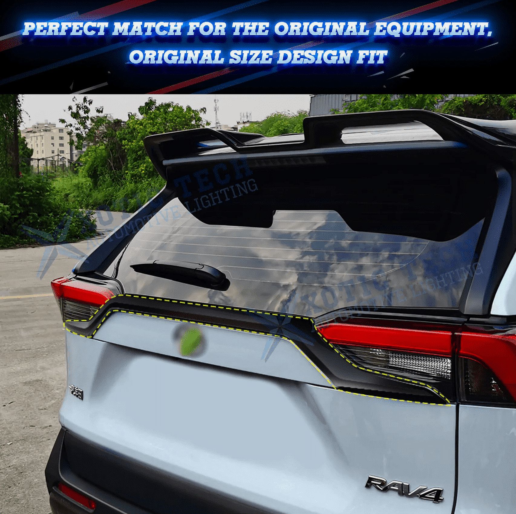 Glossy Black Exterior Rear Trunk Upper Lid Cover Trim For Toyota RAV4 ...