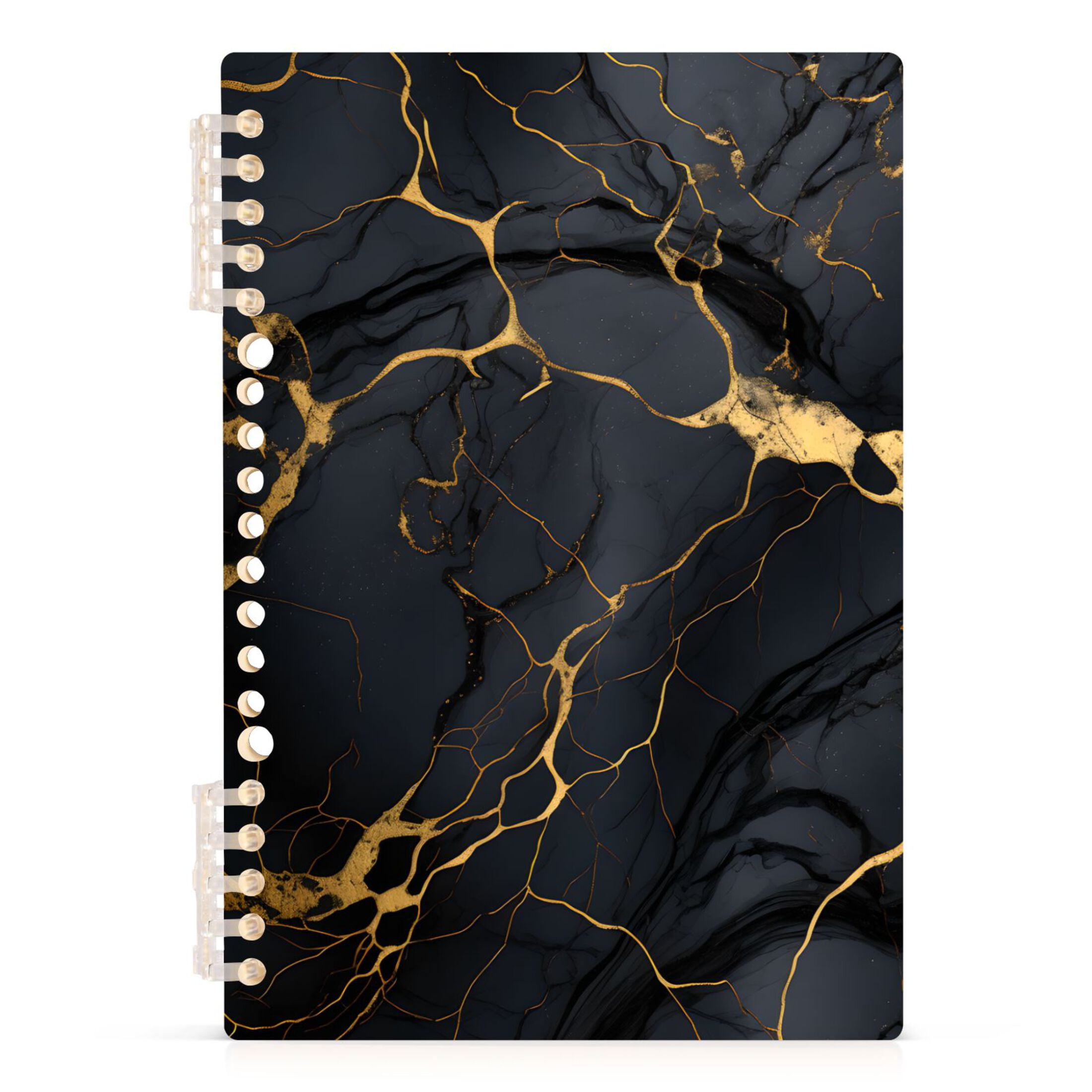 Glossy Black Gold Marble Spiral Notebooks 60 Sheets 120 Pages A5 ...